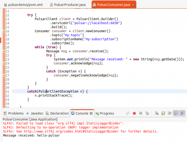 Setup Producer & Consumer For Apache Pulsar Running On Docker