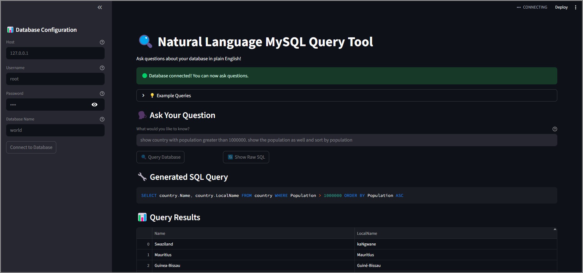 Building a Natural Language to SQL Query Converter with Python and Streamlit