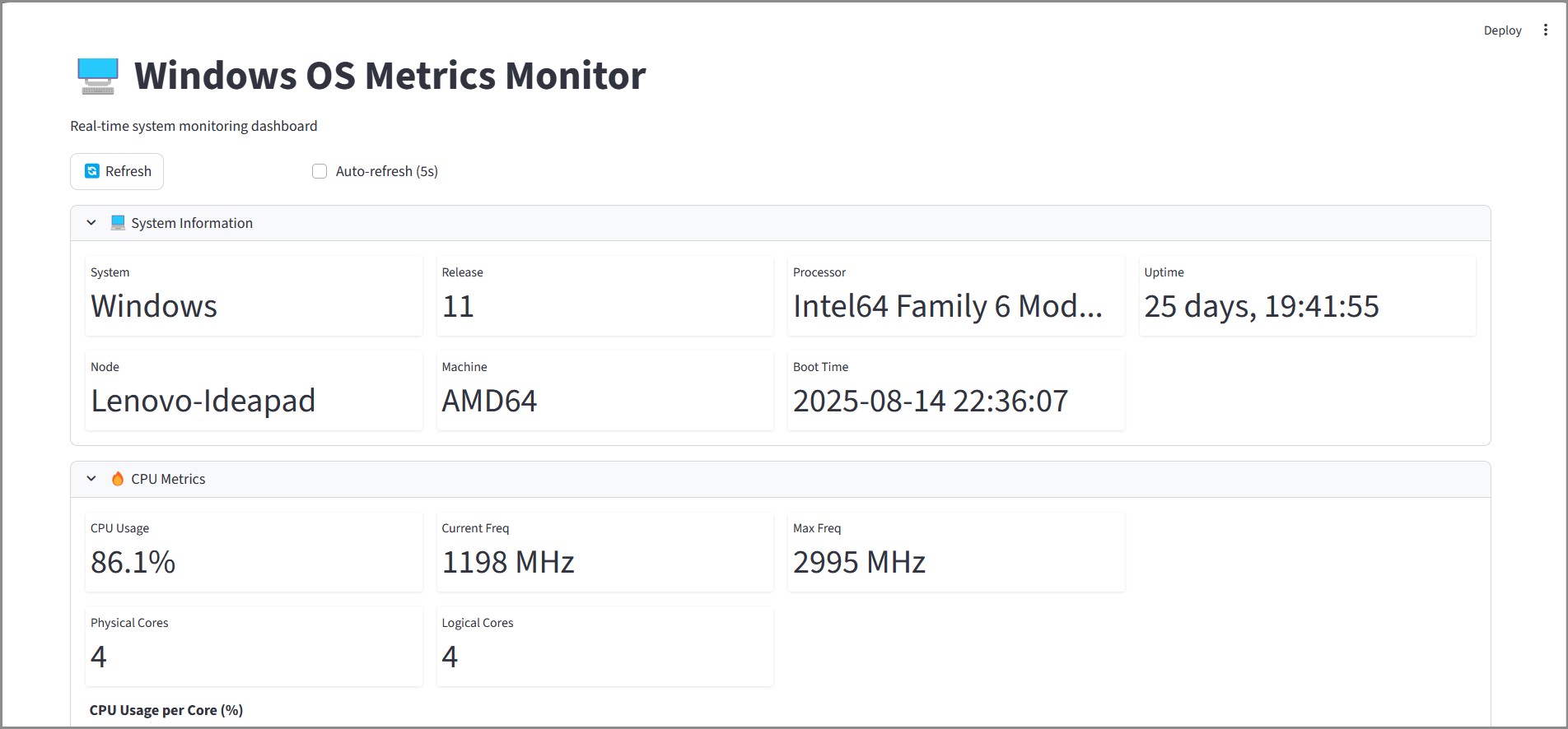 Building a Real-Time Windows OS Metrics Monitor with Streamlit - Lion ...